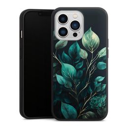 DeinDesign iPhone 13 Pro Handy Premium Silikon H&uuml;lle Handyh&uuml;lle schwarz Case Eukalyptus Leaves Black Silikon Premium Case