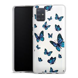 DeinDesign Galaxy A51 Handy Silikon H&uuml;lle Case transparent Handyh&uuml;lle Transparent Butterfly Muster Silikon Case