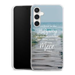 DeinDesign Galaxy S23 FE Handy Silikon H&uuml;lle Case transparent Handyh&uuml;lle Statement Beach Spruch Silikon Case