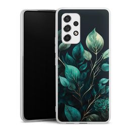 DeinDesign Galaxy A53 5G Handy Silikon H&uuml;lle Case transparent Handyh&uuml;lle Leaves Eukalyptus Black Silikon Case
