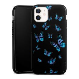 DeinDesign iPhone 12 mini Handy Silikon H&uuml;lle Case schwarz Handyh&uuml;lle Transparent Butterfly Muster