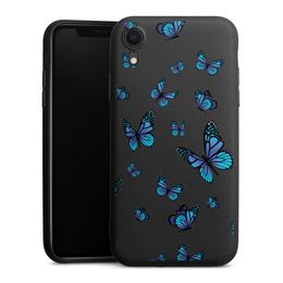 DeinDesign iPhone Xr Handy Premium Silikon H&uuml;lle Handyh&uuml;lle schwarz Case Transparent Butterfly Muster Silikon Premium Case