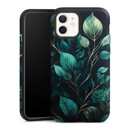 DeinDesign iPhone 12 mini Handy Panzer Handyh&uuml;lle robuste Outdoor H&uuml;lle Schutzh&uuml;lle matt Leaves Black Eukalyptus Tough Case