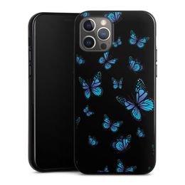 DeinDesign iPhone 12 Pro Handy Silikon H&uuml;lle Case schwarz Handyh&uuml;lle Transparent Butterfly Muster