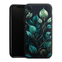 DeinDesign iPhone Xr Handy Premium Silikon H&uuml;lle Handyh&uuml;lle schwarz Case Eukalyptus Leaves Black Silikon Premium Case