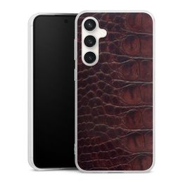 DeinDesign Galaxy S23 FE Handy Silikon H&uuml;lle Case transparent Handyh&uuml;lle Leather Crocodile Animal Print Silikon Case
