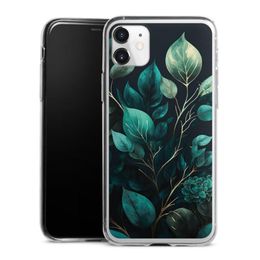 DeinDesign iPhone 11 Handy Slim Case Silikon Handyh&uuml;lle transparent H&uuml;lle extra d&uuml;nn Eukalyptus Leaves Black Silikon Slim Case