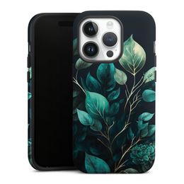DeinDesign iPhone 14 Pro Handy Panzer Handyh&uuml;lle robuste Outdoor H&uuml;lle Schutzh&uuml;lle matt Eukalyptus Leaves Black Tough Case