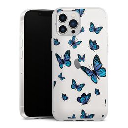 DeinDesign iPhone 13 Pro Max Handy Silikon H&uuml;lle Case transparent Handyh&uuml;lle Transparent Butterfly Muster Silikon Case