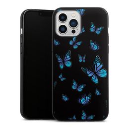 DeinDesign iPhone 13 Pro Max Handy Silikon H&uuml;lle Case schwarz Handyh&uuml;lle Transparent Butterfly Muster