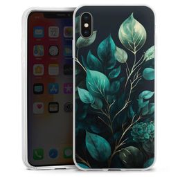 DeinDesign iPhone Xs Max Handy Silikon H&uuml;lle Case transparent Handyh&uuml;lle Eukalyptus Leaves Black Silikon Case