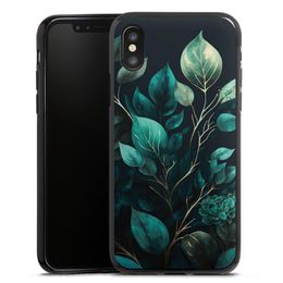 DeinDesign iPhone X Handy Silikon H&uuml;lle Case schwarz Handyh&uuml;lle Eukalyptus Leaves Black