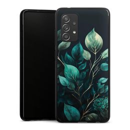 DeinDesign Galaxy A52s 5G Handy Silikon H&uuml;lle Case schwarz Handyh&uuml;lle Leaves Black Eukalyptus