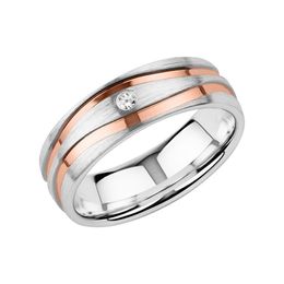 vivo Silberring Damenring von Unique aus Sterlingsilber, rosé mit Zirkonia, 52 (16.6)