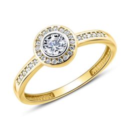 UNIQUE Goldring 375er Goldring für Damen mit Zirkonia von (Größe: 56mm), goldfarben, 56