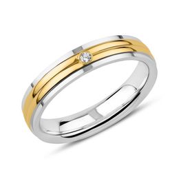 vivo Silberring 925er Silber Ring für Damen von Unique, teilvergoldet mit Zirkonia, 58 (18.5)