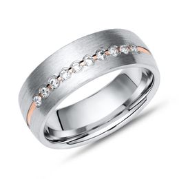 UNIQUE Silberring Teilpolierter Damenring 925er Silber R8580cz, 60