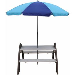 Kylo Picknicktisch für Kinder aus Holz Kindertisch mit Sonnenschirm für den Garten in Grau & Weiß - Weiß - AXI