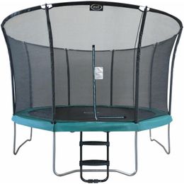 Denver Trampolin rund mit Leiter & Netz ø 366 cm in Grün Onground Trampolin auf Füßen für Kinder mit Umrandung Für den Garten / Outdoor - Grün - AXI