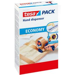 Packband Handabroller economy - robuster Abroller für Paketbänder - Profi-Qualität - Für Klebebänder mit bis zu 50 cm Breite - rot / blau - Tesa