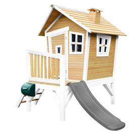 Spielhaus Robin mit grauer Rutsche Stelzenhaus in Braun & Weiß aus fsc Holz für Kinder Spielturm für den Garten - Braun - AXI