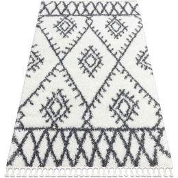 RUGSX Teppich union 3481 Zickzack sahne / grau Franse berber marokkanisch shaggy zottig white 180x270 cm