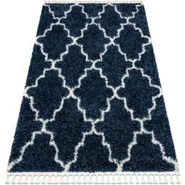 RUGSX Teppich UNION 3488 Marokkanisches Spalier blau / sahne Franse berber marokkanisch shaggy zottig blue 160x220 cm