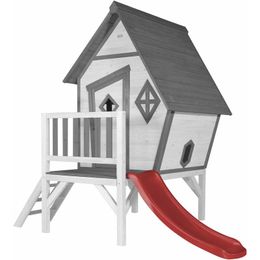 AXI - Spielhaus Cabin xl in Weiß mit Rutsche in Rot Stelzenhaus aus fsc Holz für Kinder Kleiner Spielturm für den Garten - Weiß