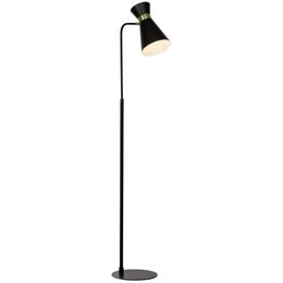Brilliant Lampe Goldy Standleuchte 1flg schwarz-matt/gold 1x A60, E27, 28W, g.f. Normallampen n. ent. Für LED-Leuchtmittel geeignet Mit Fußschalter - schwarz