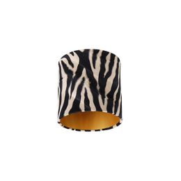 Qazqa - Velours Lampenschirm Zebra Design 20/20/20 Gold innen - Zebra
