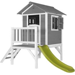 Spielhaus Beach Lodge xl in Grau mit Rutsche in Hellgrün Stelzenhaus aus fsc Holz für Kinder Kleiner Spielturm für den Garten - Grau - AXI