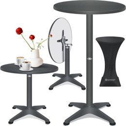 Kesser 2in1 Stehtisch klappbar Bistrotisch Aluminium Edelstahlplatte höhenverstellbar 70cm / 115cm Partytisch Tisch In- & Outdoor Hochzeit Anthrazit / ø 80