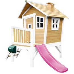 Spielhaus Robin mit lila Rutsche Stelzenhaus in Braun & Weiß aus fsc Holz für Kinder Spielturm für den Garten - Braun - AXI