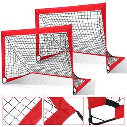 VINGO - Fußballtor Faltbares 2er Set, Tragbares Fußballnetz Mini Fußball Tor für Kinder 120 x 90 x 90 cm - Rot