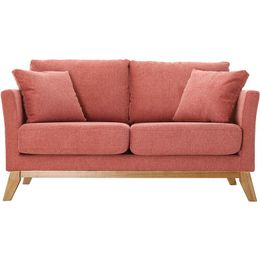 Miliboo Skandinavisches 2-Sitzer-Sofa mit abnehmbarem Bezug in Terracotta mit strukturiertem Samteffekt oslo - Terra Cotta