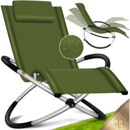 Kesser Relaxliege Liegestuhl Gartenliege Gartenstuhl Klappstuhl faltbar Schwungliege Schaukelsessel ergonomische Relaxsessel wetterfest Khaki - Khaki