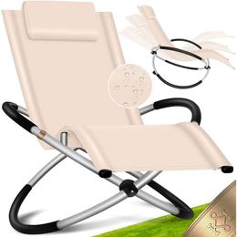 Kesser Relaxliege Liegestuhl Gartenliege Gartenstuhl Klappstuhl faltbar Schwungliege Schaukelsessel ergonomische Relaxsessel wetterfest Beige - Beige