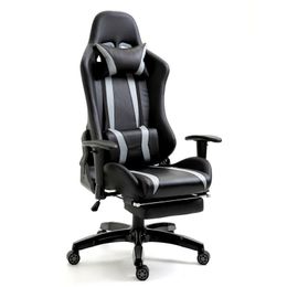 SVITA - Gaming Stuhl Bürostuhl Schreibtischstuhl Drehstuhl Fußablage ergonomisch schwarz grau
