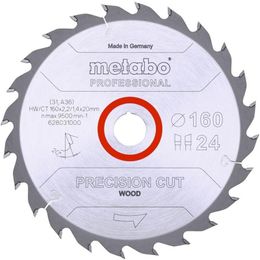 Metabo - Kreissägeblatt Holz Precision Cut 160x20mm 24WZ 20° Tauch- Handkreissägen