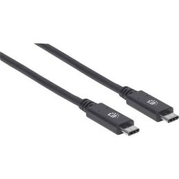 Manhattan USB-Kabel USB 3.2 Gen1 (USB 3.0 / USB 3.1 Gen1) USB-C® Stecker, USB-C® Stecker 1.00 m Schwarz beidseitig verwendbarer Stecker 355223
