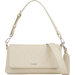 Calvin Klein Schultertasche, Logo-Muster, Emblem, für Damen, beige