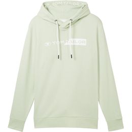 Tom Tailor Hoodie, Kapuze mit Kordelzug, Logo-Print, für Herren, grün, L