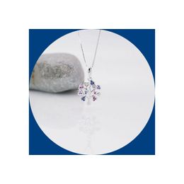 ELLAWIL Silberkette Kette mit Lebensbaum Anhänger Damen Zirkonia Halskette bunte Herzen (Kettenlänge 40 cm