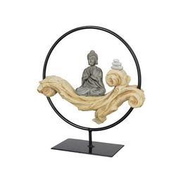 Gilde Buddhafigur Figur "Buddha" im Ring naturfarben in Holzoptik