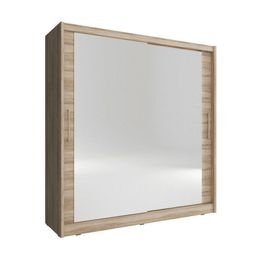 MOEBLO Kleiderschrank BORNEO VI (Wohnzimmerschrank 2-türig Schrank mit Spiegel Gaderobe Schiebtüren