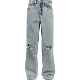 Urban Classics Ladies Distressed 90's Wide Leg Denim Pants Jeans blau in W28L31