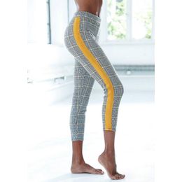 Bench. Loungewear 7/8-Leggings mit Kontrastfarben seitlichem Tape, gelb