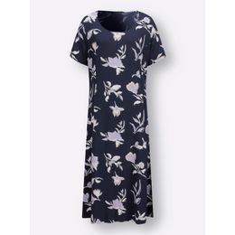 WITT Damen Jerseykleid in Schlupfform, marine-flieder-bedruckt, Gr&ouml;&szlig;e 42