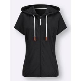 WITT Damen Sweatjacke mit Nahttaschen, schwarz, Gr&ouml;&szlig;e 54
