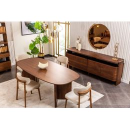 JVmoebel Essgruppe Essgruppe Essecke Esszimmer Esstisch Stühle Braun Anrichte Set 9tlg